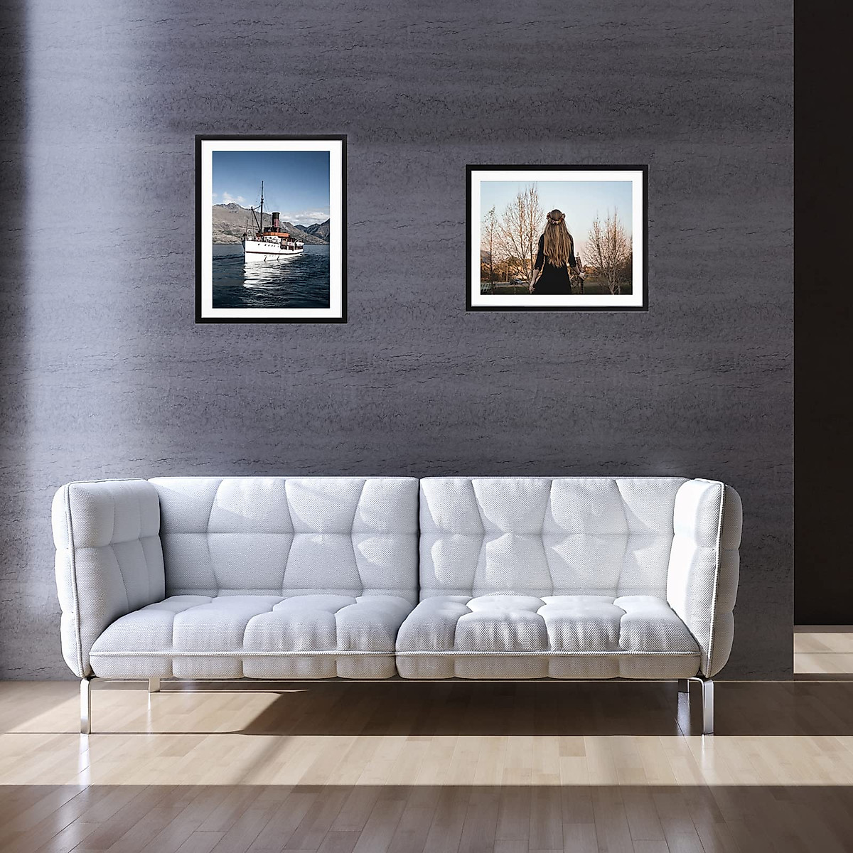 LIPHISFUN Diamond Painting Frame 30x40cm Diamond Art Frames Display Picture 12x16 Without Mat or 10x14 with Mat 2 Pack,Natural Solid Wooden,Protection Glass,Back Mat,Hanging Kit for Wall Decor-Black