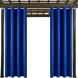 DIVA EN CAMINO DEC Outdoor Patio Curtain Waterproof Darkening Thermal Insulated Indoor Curtains for Bedroom, Porch, Living Room, Pergola, Cabana, W52 x L95, Royal Blue, Set of 2 Panels