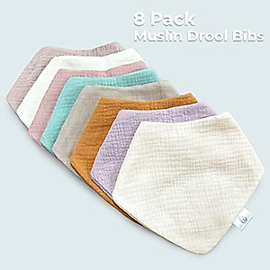 Muslin Baby Bandana Drool Bibs 100% Cotton Absorbent Bandana Bibs Set for Baby Girls Soft Newborn Bibs Plain Colors 8 Pack 3-36 Months