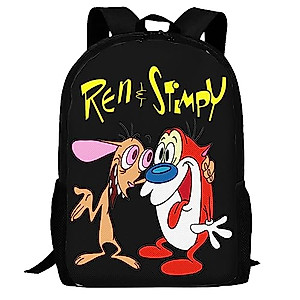 GLGFAS The Ren Anime Stimpy Show Backpack Large Capacity Leisure Travel Backpack Book Bag Outgoing Daypack 12.5x5.5x16.5 inch