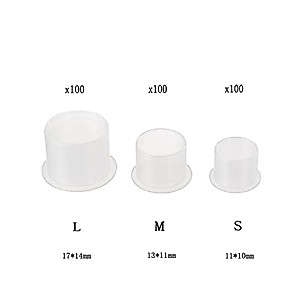 300pcs Ink Caps with Base Tattoo Ink Cups White Mixed #11 Small #14 Medium #17 Large Pigment Caps for Tattoo Permanent Makeup Container Cap Tattoo Accessory Tattoo Supplies Tattoo Kits