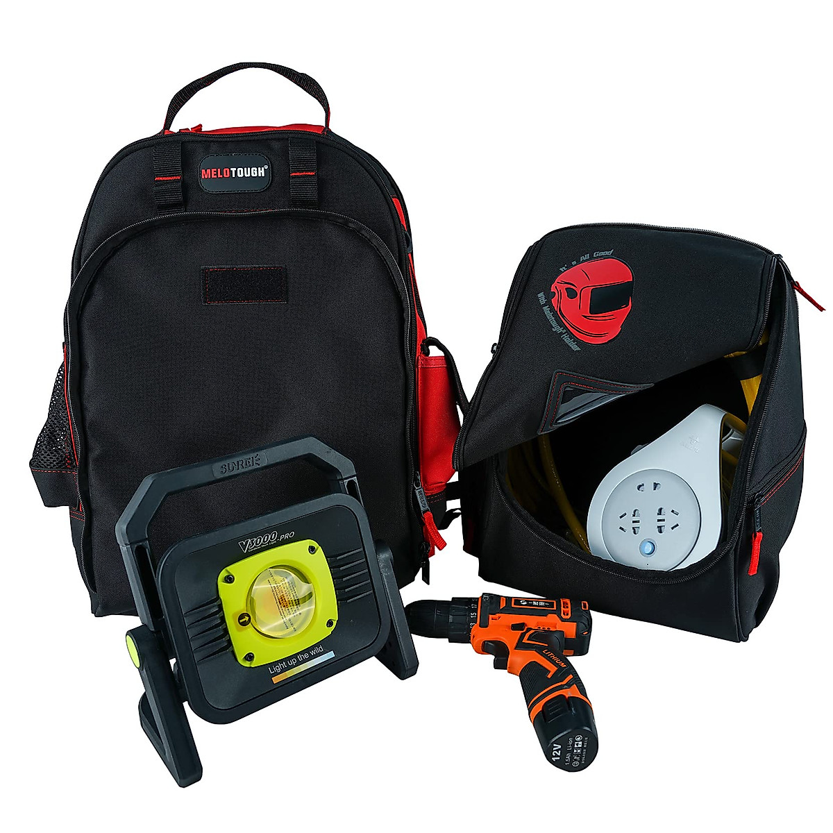 MELOOTUGH Welding Helmet Bag Tool Backpack for Men + Welding Backpack witth large Detacheable Welder Bag for tools and Helmet