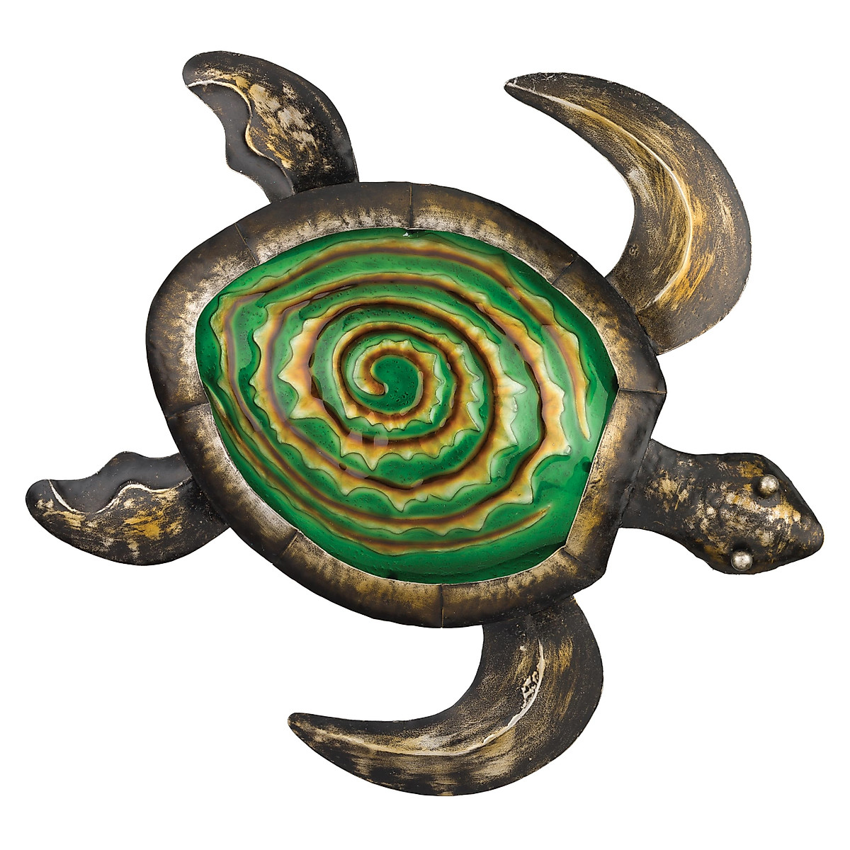 Regal Art & Gift Artistic Wall Décor, Hand-Painted Metal & Glass Sculpture, Weather & Fade Resistant, Indoor & Outdoor Wall Art, Easy to Hang, Spiral Pattern, Sea/Ocean theme, Turtle