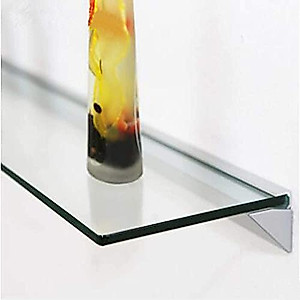 Naiture Bathroom Wall Mount Glass Wall Shelf with Aluminum Bracket, 35.4 x 7.9 x 0.31 Inch, Clear