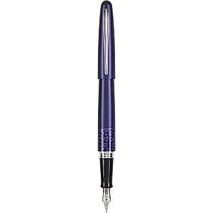 PILOT MR Animal Collection Fountain Pen in Gift Box, Matte Plum Barrel with Leopard Accent, Fine Point Stainless Steel Nib, Refillable Black Ink (91138)