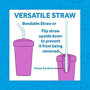 Re Play 10 Oz. Made In USA Straw Cups with Reversible Bendy Straw - Made from Heavyweight Recycled Milk Jugs- BPA Free- Dishwasher & Microwave Safe - Princess - Pack of 3