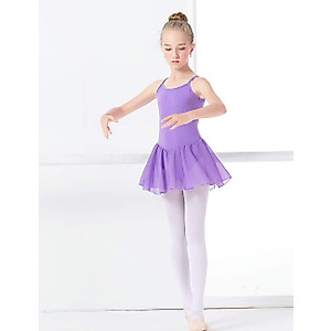 Daydance Black Leotards for Girls Ballet, Skirted Dance Wear for Training