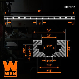 WEN 48-Inch Universal T-Track Kit for Woodworking, 2-Pack (WAT480)