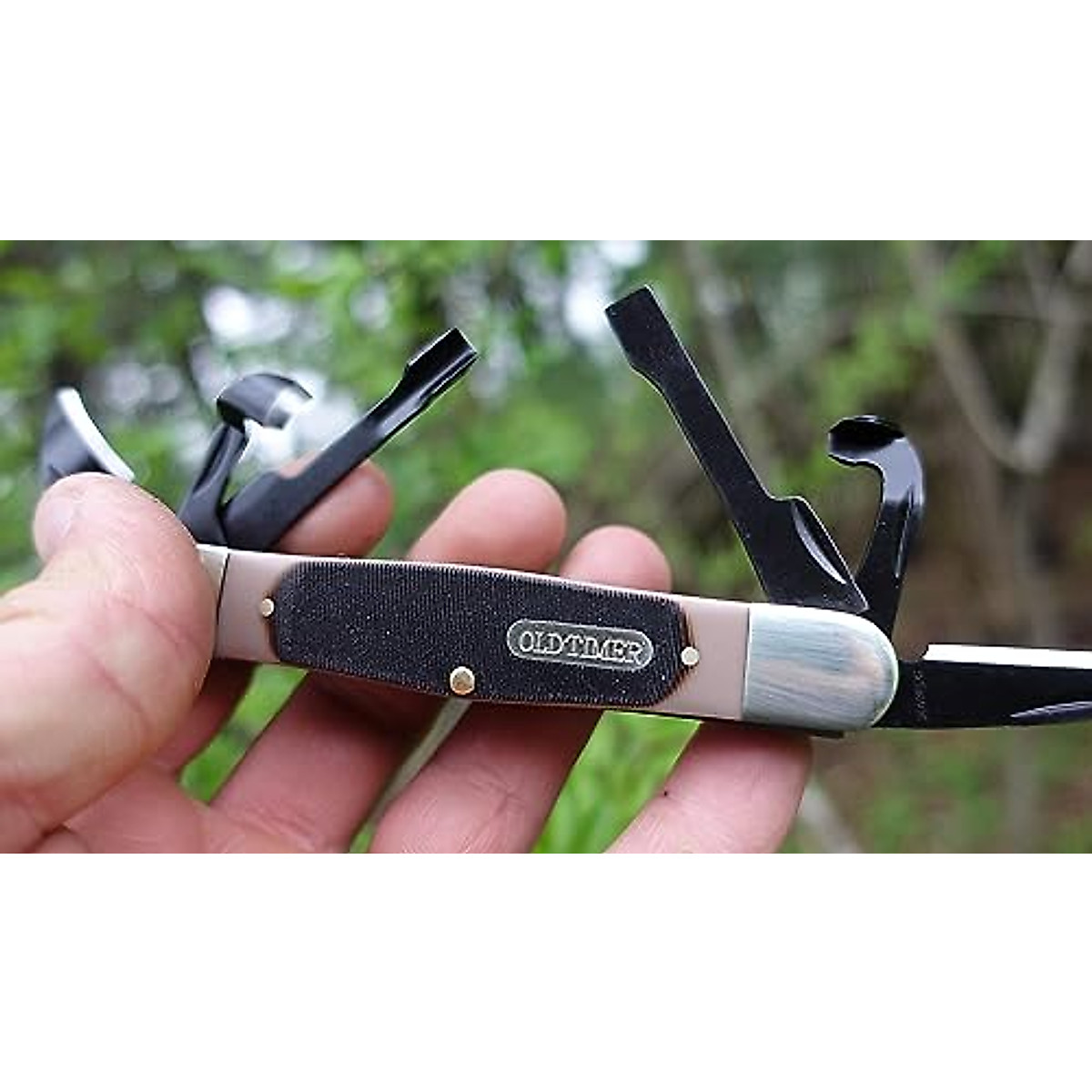 Old Timer 24OT Splinter Carvin' 6in Traditional Folding Whittling Knife with 1.5in Detail Blade, Sawcut Handle, Nickel Silver Bolsters, and Convenient Size for Carving, Camping, EDC, and Outdoors