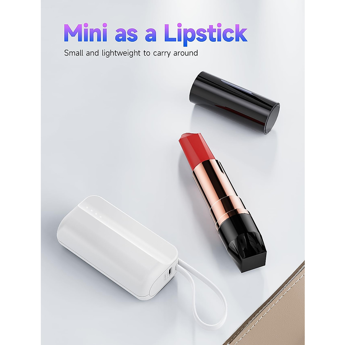 Tiitarn Small Portable Charger, 5000mAh Foldable Power Bank Built in Stand Mini Battery Pack Charger Compatible with i-Phone 14/13/13 Pro Max/12/11/XS/XR/X/8/7(Not USB-C)