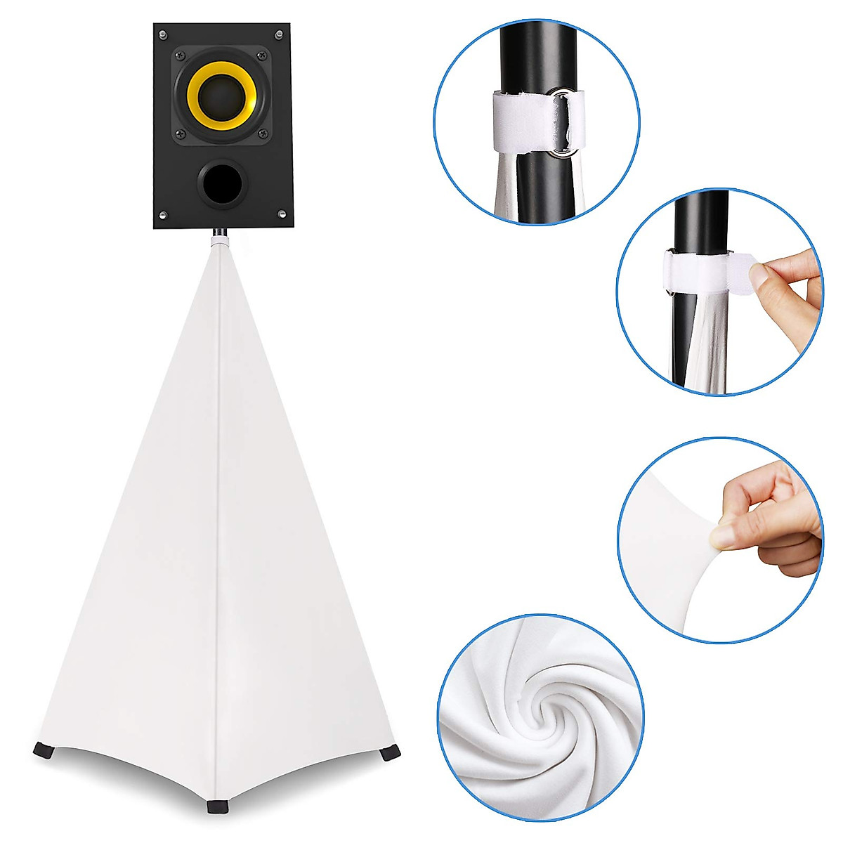 Dofilachy Speaker Stand Cover-DJ Bag with 360 Degree Cover, Speaker Tripod Scrim Cover for Speaker/Lighting with Free Travel Bag (Two Pack-white)