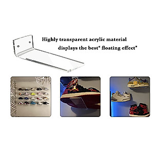 Acrylic Floating Shoe Display Shelves, Floating Shoe Display Shelf, Clear Acrylic Floating Shoe Display Stands Sneaker Shelves Wall Mounted, Acrylic Shoe Shelf, Floating Shoe Shelf for Wall Set of 6