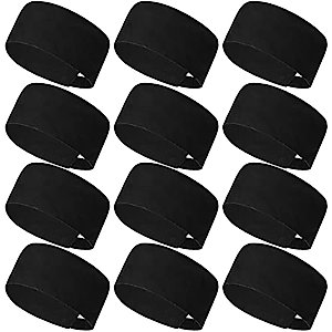 Hicarer 12 Pieces Chef Hats for Women Men Adjustable Unisex Sushi Beanie Chef Mesh Top Skull Caps Kitchen Cooking Food Caps (Black)