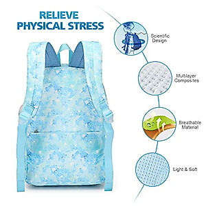 Otbjmbx Kid Backpack for Girls, Elementary Primary Kindergarten Preschool Large Capacity School Bookbag for Teens with Heart Keychain, Suitable for 6-15 Years Old (Tie Dye Blue)