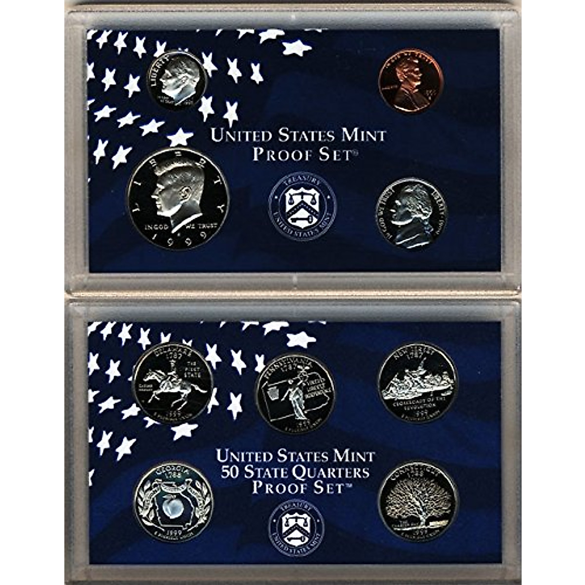 1999 S U.S. Mint 9-coin Clad Proof Set - OGP box & COA Proof