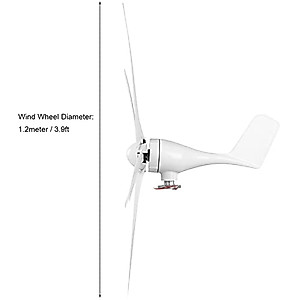 ViaGasaFamido Wind Turbine Generator, Windmill Generator 800W Wind Turbine Businesses 5 Blade Wind Controller Turbine Generator Kit for Boats, Terraces, Cabins or Home(White 24V)