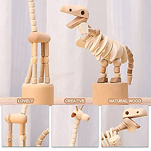 Wood Painting Crafts, Unfinished Wood Cutouts Animals, Wooden Paint Crafts for Painting Wooden Ornaments DIY Crafts Art Project for Home Decoration, Dinosaur, Giraffe Shap