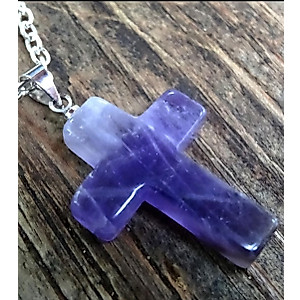 DHYANARSH Amethyst Cross Pendant for Healing and Worship - Balancing Chakras, Spiritual Tranquility