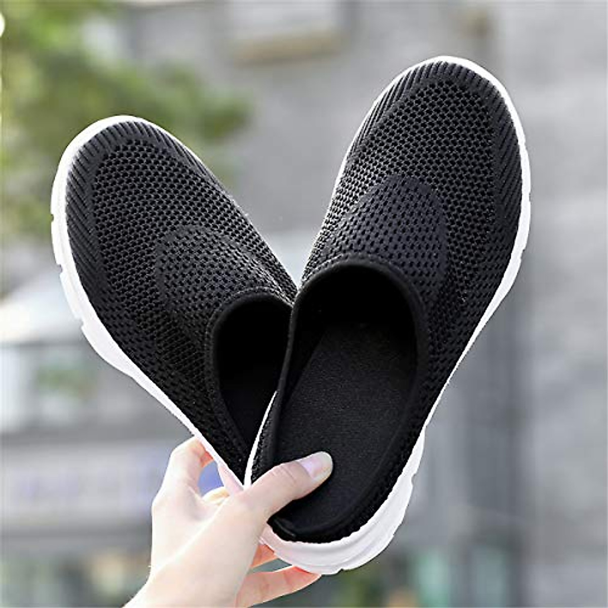 ChicWind Womens Slip-on Sneaker House Slippers Closed Toe Lightweight Mule Shoes Black 7.5