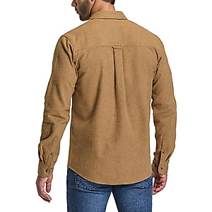 CQR Men's All Cotton Flannel Shirt, Long Sleeve Casual Button Down Plaid Shirt, Brushed Soft Outdoor Tactical Work Shirts, Solid Wheat Brown, X-Large