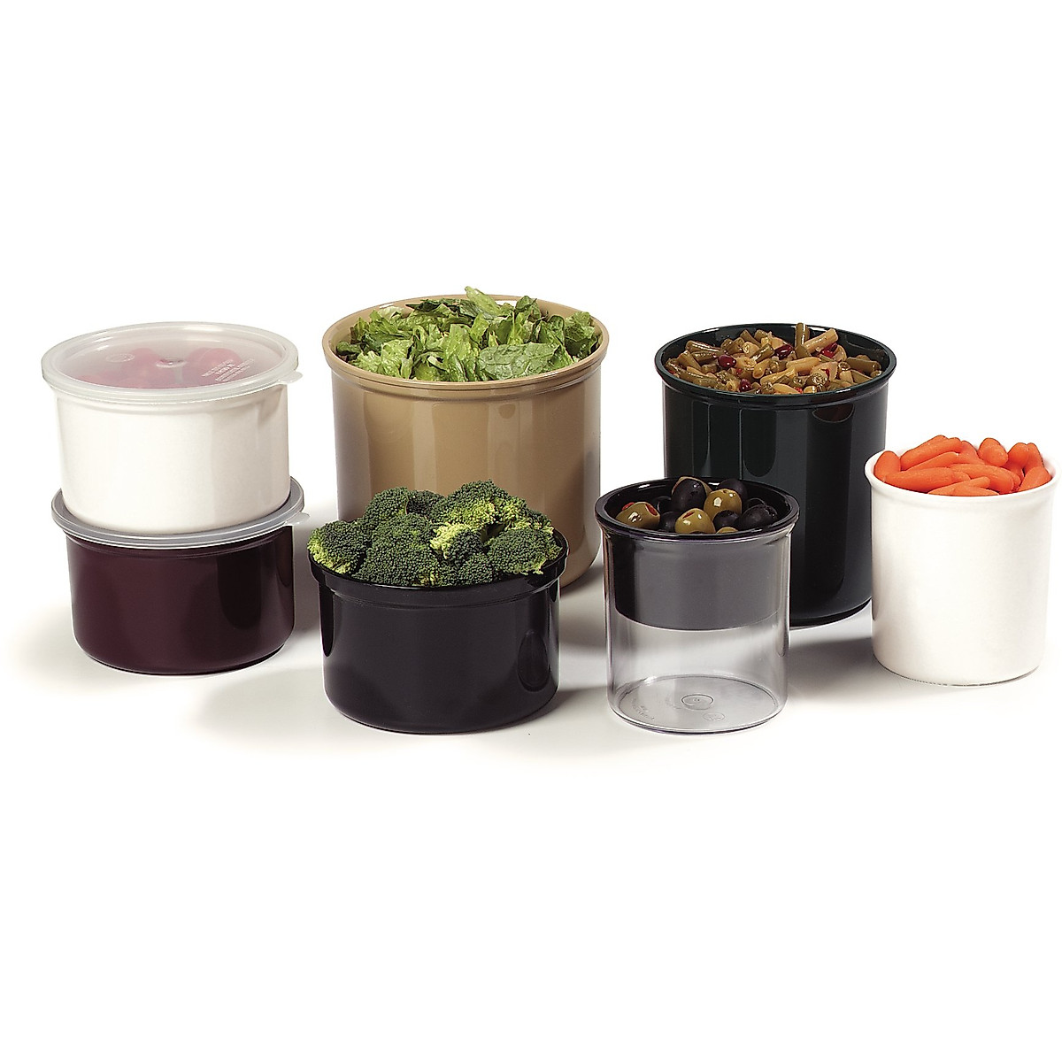 Carlisle FoodService Products Classic Round Storage Container Crock with Lid for Kitchen, Restaurants, Home, Plastic, 1.2 Quarts, Clear