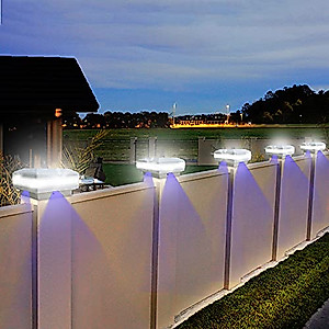 FVTLED Solar Outdoor Post Cap Lights, Solar Post Light Fits 4x4 5x5 6x6 Wooden Posts, IP65 Waterproof High Brightness 52 LEDs Lighting for Fence Deck Patio Garden Decoration (White, 4 Pack)