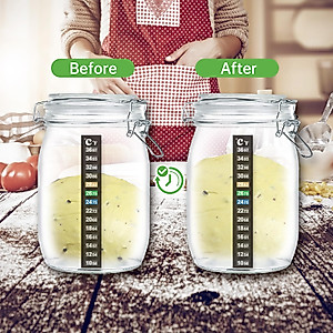 Sourdough Starter Jar Kit 2 Pack, 34 oz. Wide Mouth Sourdough Starter Kit for Sourdough Bread Baking Supplies, Reusable Glass Jars for Sour dough Starter with Thermometer, Silicone Jar Spatula, Labels