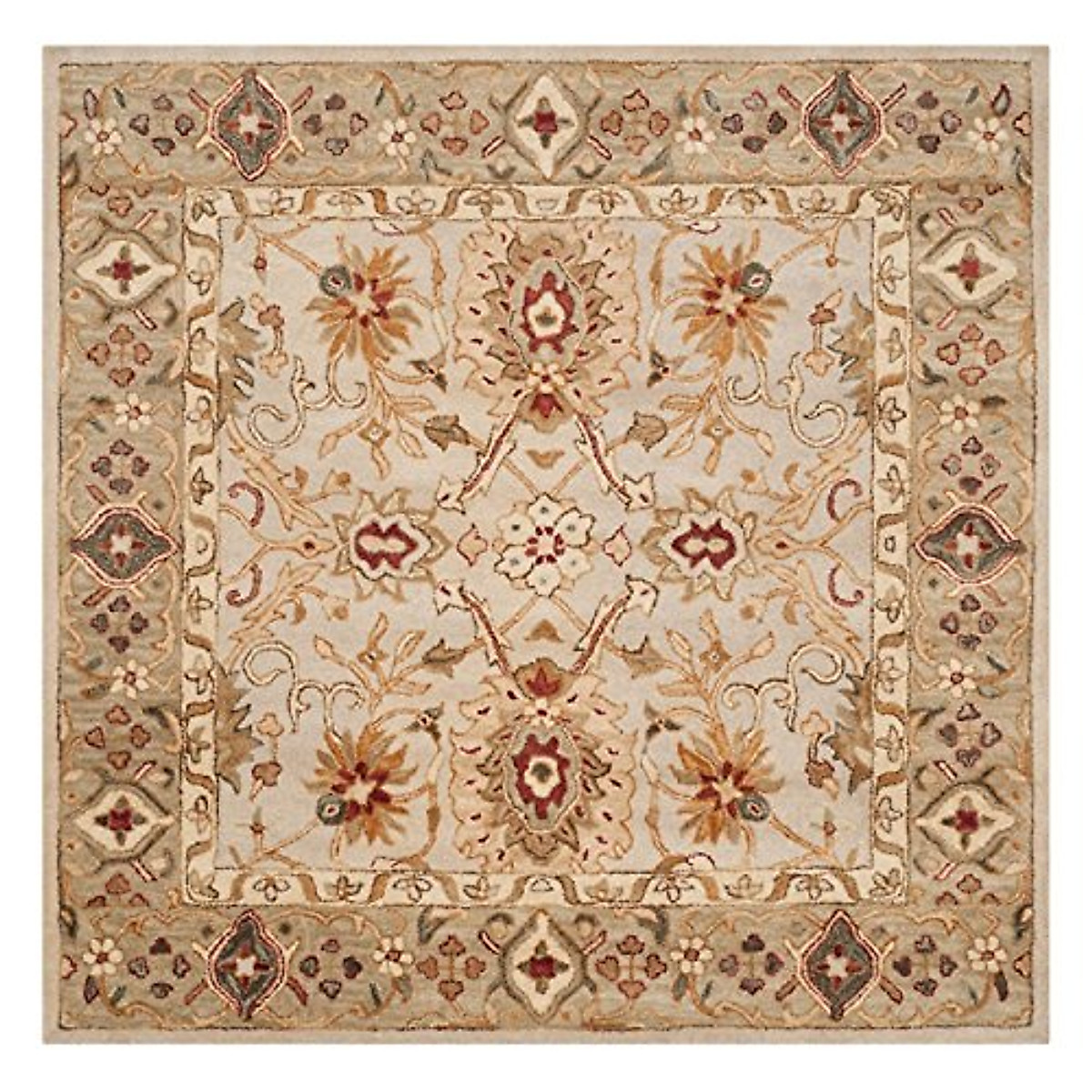 SAFAVIEH Antiquity Collection 7'6" x 9'6" Grey Beige / Sage AT816B Handmade Traditional Oriental Premium Wool Area Rug