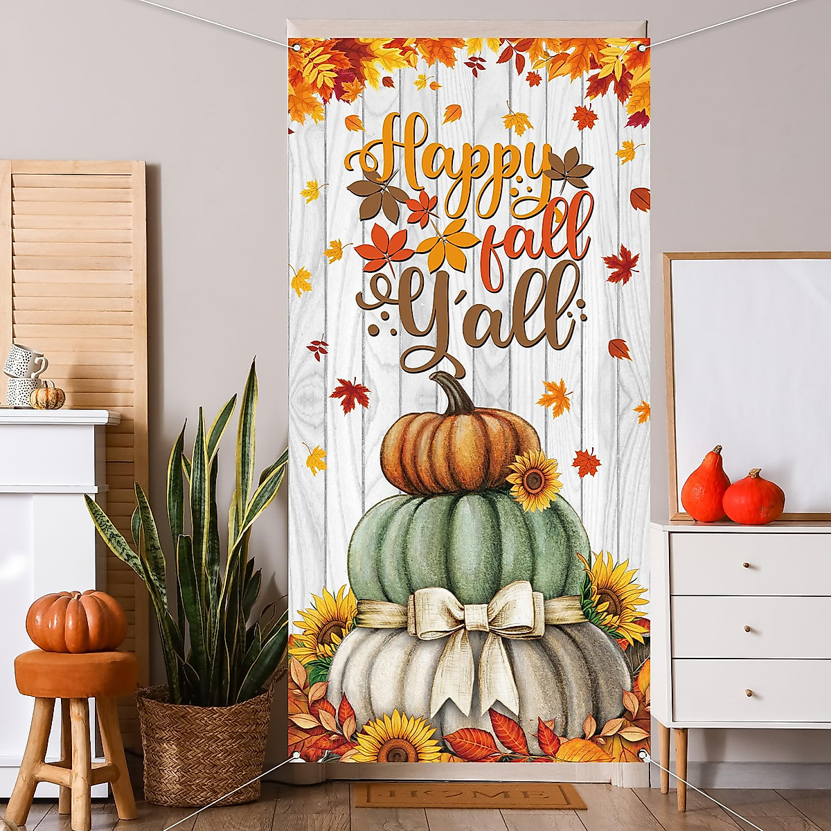 Fall Door Cover Happy Fall Yall Photo Backdrop Farmhouse Fall Autumn Thanksgiving Harvest Festival Decorations and Supplies for Home