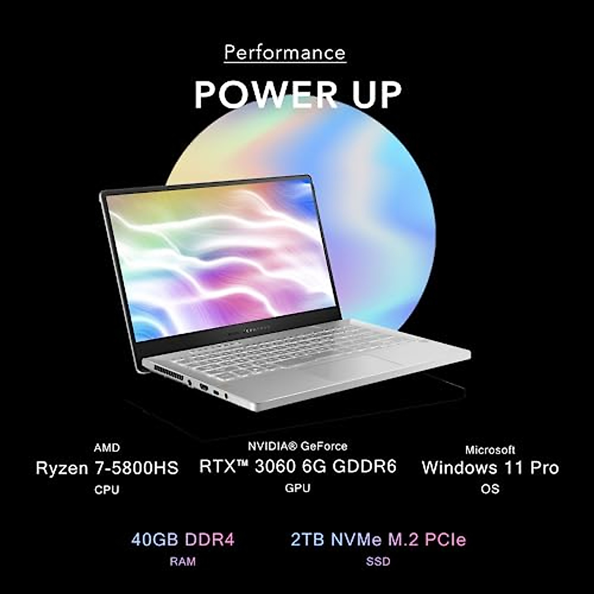 ASUS 2022 ROG Zephyrus G14 14" FHD 144Hz Gaming Laptop, AMD Ryzen 7-5800HS, 40GB RAM, 2TB PCIe SSD, NVIDIA GeForce RTX 3060 6G Graphics, Backlit Keyboard, Win 11 Pro, White, 32GB USB Card