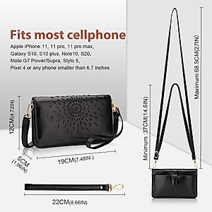 APHISON Multi-Function Small Crossbody Bags For Women,Cell Phone Shoulder Bag,Clutch Purse,RFID Wristlet Wallet,Card Holder Black