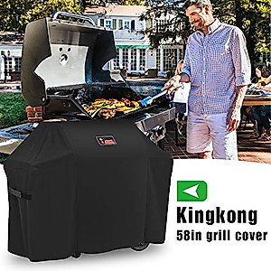Kingkong Grill Cover 7130 Premium Outdoor Cover for Weber Genesis II 3 Burner & Genesis 300 Series Grill and Genesis II LX 300 Series Gas Grill Including Stainless Steel Meat Fork, Spatula and Tongs