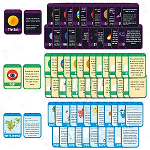 merka 90 Pack Science Flash Cards- Solar System for Kids, Human Body and Geography, Picture Cards for Kids’ Learning, Word Travel Games for Summer Vacation, Homeschool Supplies