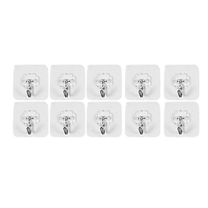 Soaying 10 Packs Reusable Adhesive Hooks,Transparent Heavy Duty Wall Hooks with, Waterproof and Oilproof for Bathroom, Bedroom, Kitchen, Refrigerator Door, Wall and Ceiling