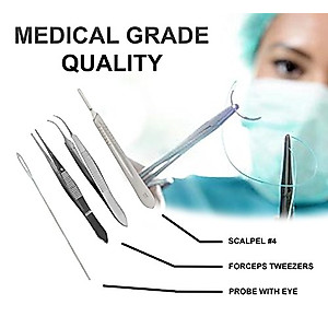 30 Pcs Advanced Biology Lab Anatomy Medical Student Dissecting Kit Set with Scalpel Knife Handle Blades Ideal for Student, Hobby, Taxidermy and More (DES-KIT-110)