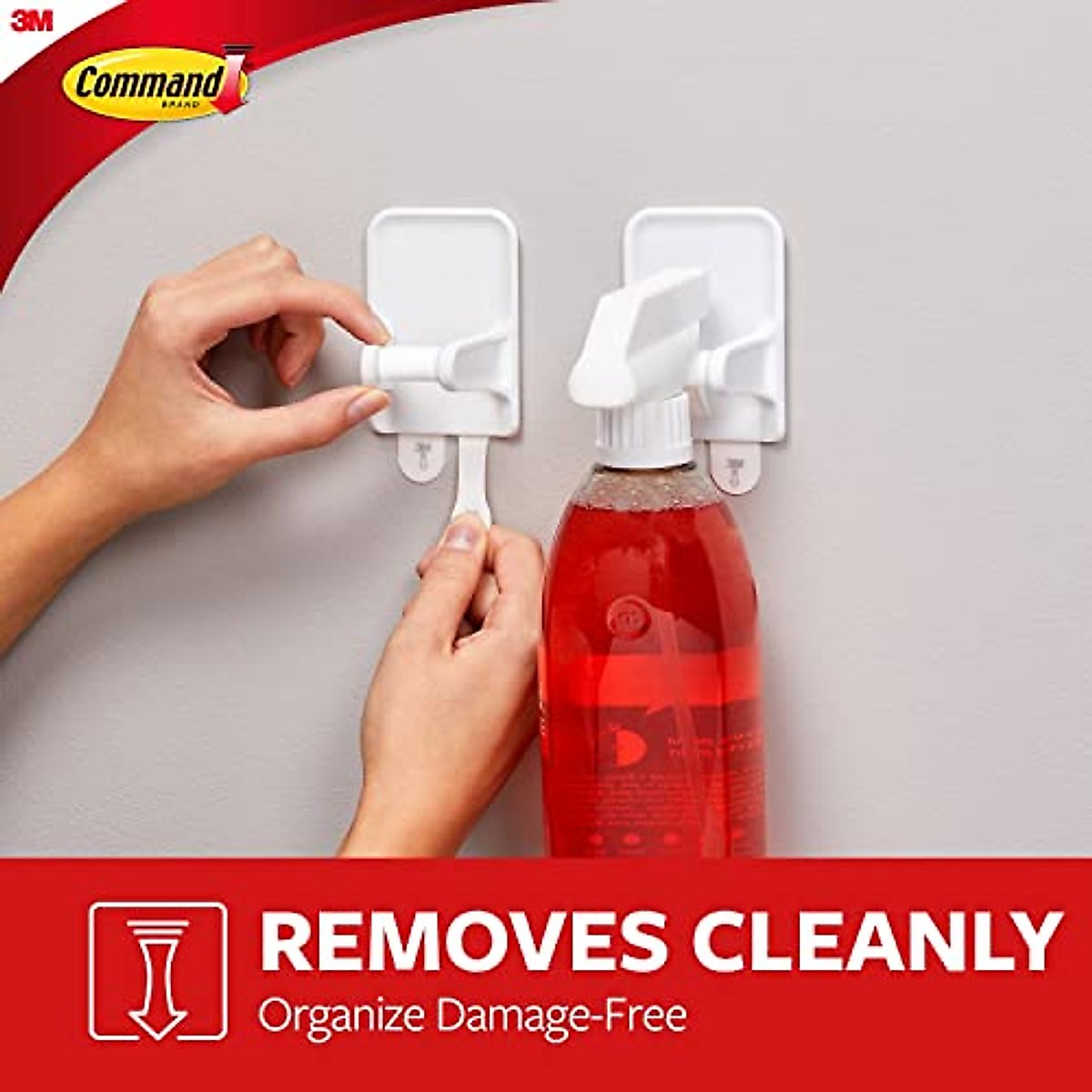 Command Spray Bottle Hanger, Total 2 Holders with 4 Command Strips, 2 Pack of 1 Hanger, Organize Damage-Free