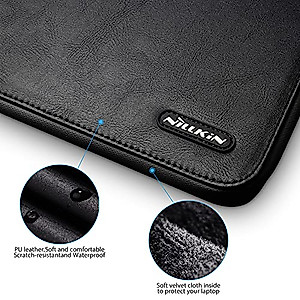 Nillkin Laptop Sleeve Case with Laptop Stand and Handle - 14 inch Laptop Bag PU Leather Case Compatible with 13/13.3-14 inch MacBook Air, HP, Dell,Samsung Chromebook Asus Notebook, Dark Black