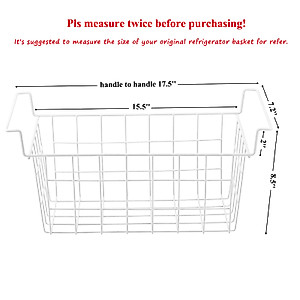 Orgneas 17.5 Inch Freezer Organizer Bins for Chest Freezer Refrigerator Basket Storage Rack Bins Deep Freezer Metal Wire Baskets 2Packs