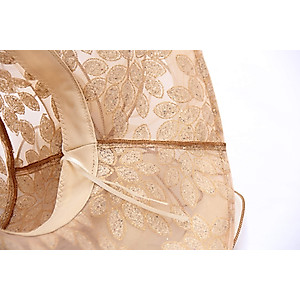 ORIDOOR Women?s Organza Church Kentucky Derby Tea Party Wedding Fascinator Hat UV-Anti Wide Brim Sun Hats, A Gold, One Size