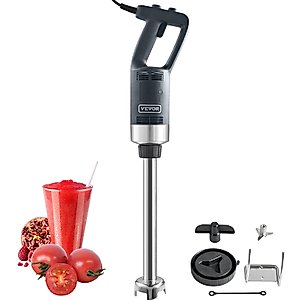 VEVOR Commercial Immersion Blender, 750W 16" Heavy Duty Hand Mixer, Variable Speed Kitchen Stick Mixer with 304 Stainless Steel Blade, Multi-Purpose Portable Mixer for Soup, Smoothie, Puree, Baby Food