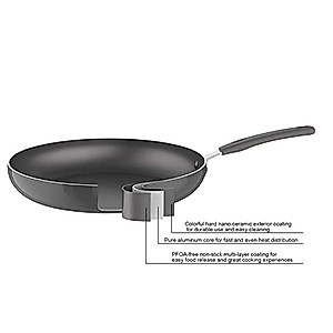 Amazon Basics Ceramic Non-Stick 12.5-Inch Skillet, Grey