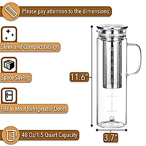 BTaT- Cold Brew Coffee Maker, 1.5 Quart,48 oz Iced Coffee Maker, Iced Tea Maker, Airtight Cold Brew Pitcher, Coffee Accessories, Cold Brew System, Cold Tea Brewing, Coffee Gift