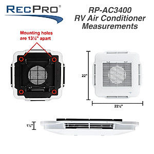 RecPro RV Air Conditioner Low Profile 13.5K Non-Ducted | Quiet AC | 110-120V | Heater and Cooling | Easy Install | For Camper, Travel Trailer, Fifth Wheel, Food Trucks, Motor Home (White)