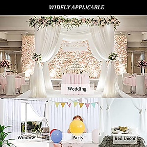 10ft x 10ft White Chiffon Backdrop Curtains, Wrinkle-Free Sheer Chiffon Fabric Curtain Drapes for Wedding Ceremony Arch Party Stage Decoration