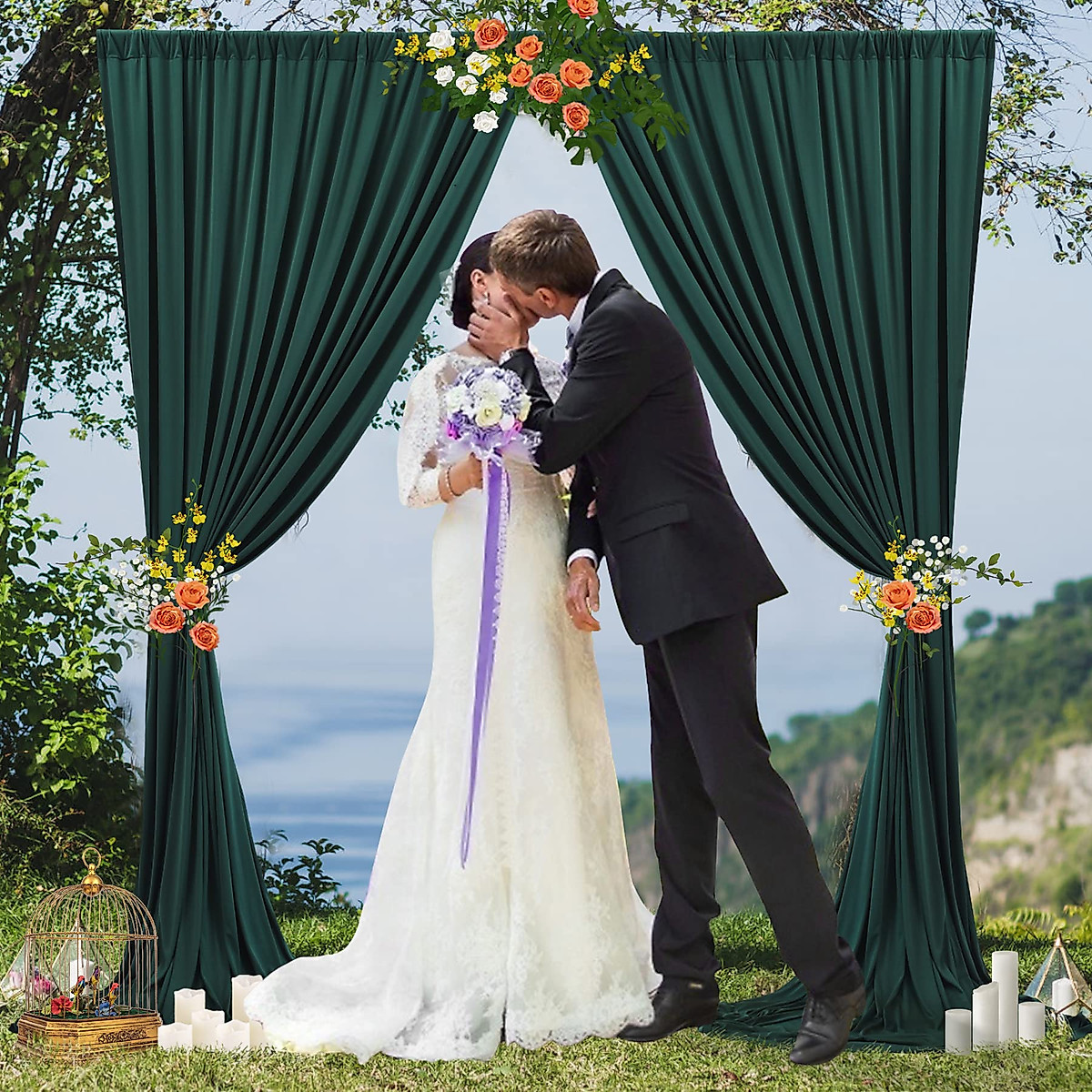 10ftx10ft Hunter Green Backdrop Curtains for Parties Weddings Baby Shower Dark Green Curtain Backdrop Birthday Event Party Photo Booth Backdrop Wrinkle Free Fabric Background 5ftx10ft, 2 Panels