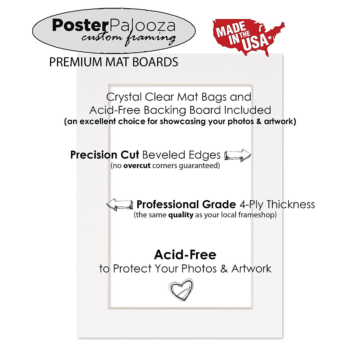 11x14 Mat Bevel Cut for 8.5x11 Photos - Acid Free Brittany Blue Precut Matboard With Backing Board and Crystal Clear, Self Seal Photo Mat Bag - For Pictures, Photos, Framing - 4-ply Thickness