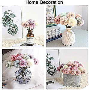 20Pcs Artificial Fake Flower Plants Silk Chrysanthemum Ball Hydrangea Arrangements Wedding Bouquets Decor Home Kitchen Garden Party Table Floral DIY (Light Pink&Dark Pink)
