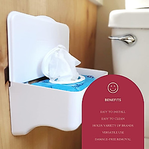 Bathroom Wipes Holder Dispenser with Shelf – Restroom Organizer & Toilet Wipe Holder for Bathroom Must Haves – Tool Free Wall Mounted Storage Baby Wipe Container by Storage Theory – Gray – 1 Pack