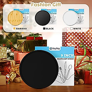Turntable Vanity Tray 9 Inch for Perfume Candle, Bamboo Kitchen Sink Countertop Organizer for Keep Glass, Sponge and Soap Bathroom Countertop Organizer Black