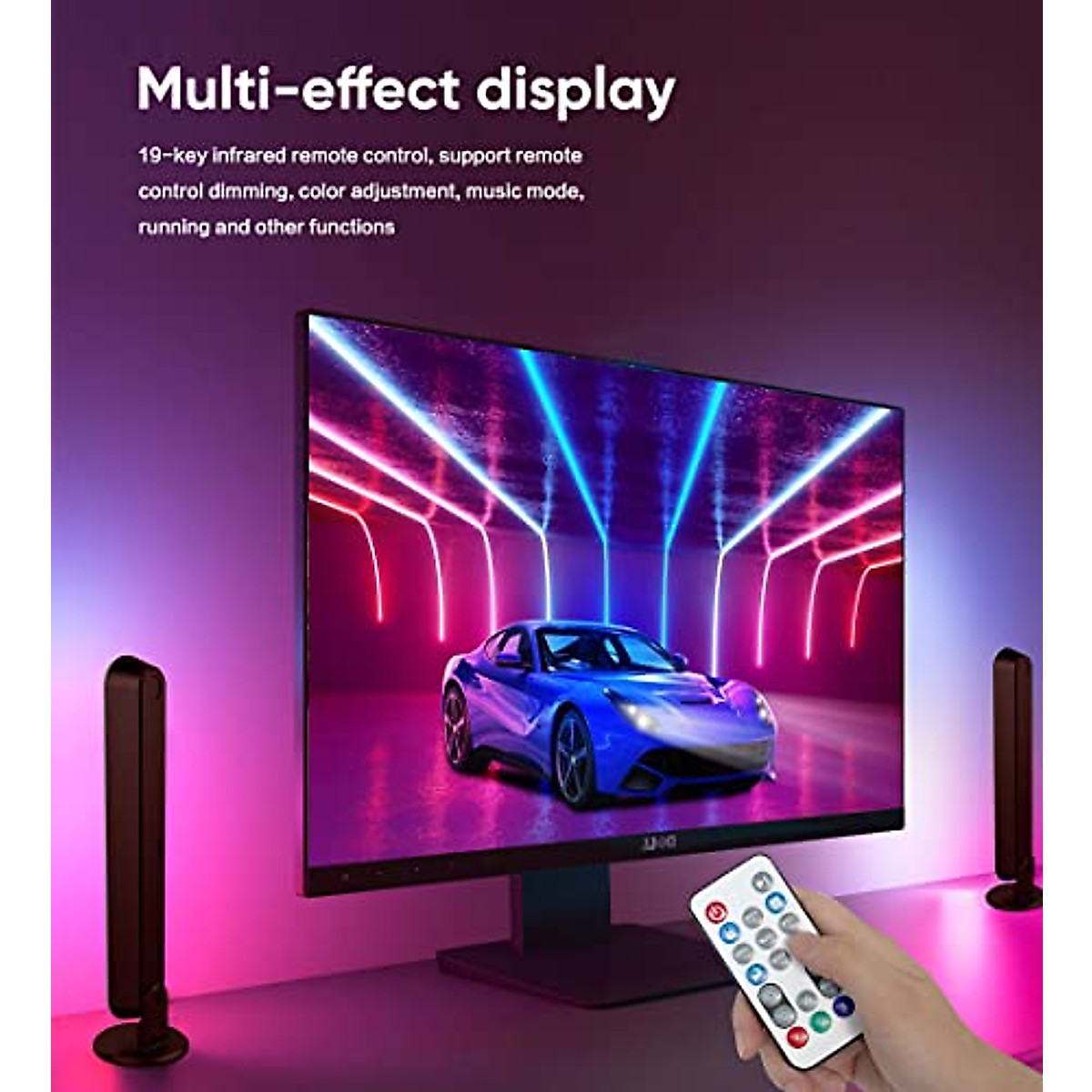 Smart LED Light Bars 2 PCS, Light Bar Dimmable Color Changing with Music Sync, Ambient Lighting Compatible with Alexa and Google Assistant, Gaming Lights with WiFi APP